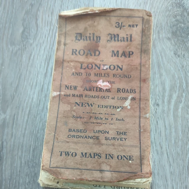 VINTAGE DAILY MAIL road map of London and S.E. on other side. Poor ...