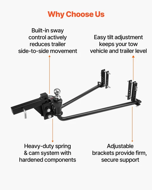 VEVOR WEIGHT DISTRIBUTION Hitch, 14000 lbs Max Towing & 1400 lbs Max ...