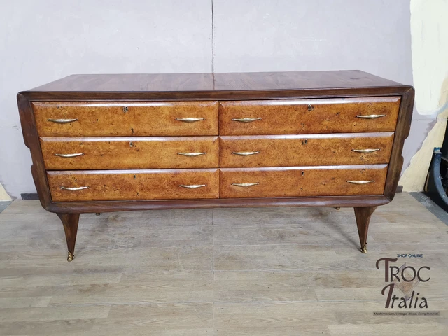 CASSETTIERA LASTRONATA NOCE Modernariato Vintage Epoca 900' Ottimo ...