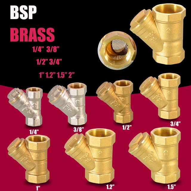 1/8&1/4&3/8&- 2& BRASS BSP Female Threaded Y-Strainer Filter Valve Air,Water,Oil EUR 4,79 ...