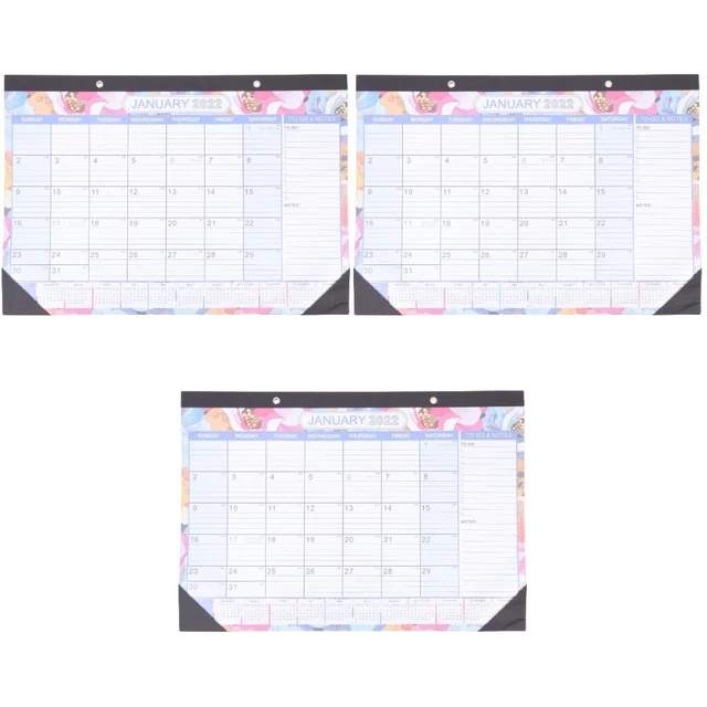 3 PACK KALENDER Monatlicher Flip-Desktop-Kalender Großer Tischkalender ...