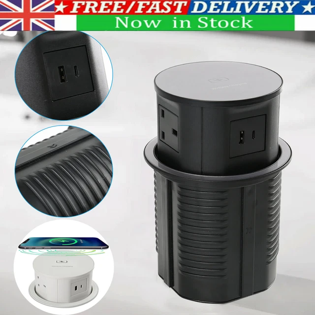 AUTOMATIC MOTORISED POPUP Kitchen Worktops Power Socket with Wireless ...