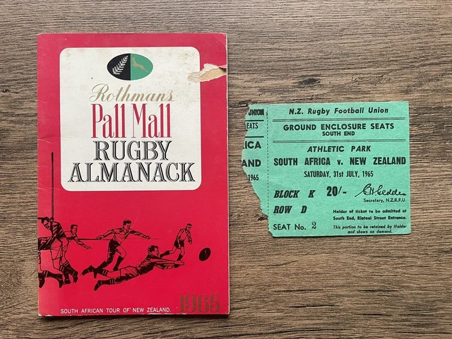 RUGBY UNION TICKET South Africa v New Zealand 31st July 1965 Athletic ...