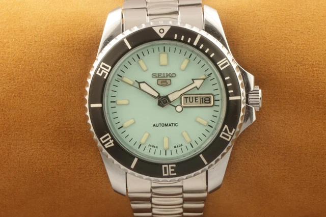 VINTAGE SEIKO 5 Turquoise Diver Rotate Bezel Automatic Japan Working ...