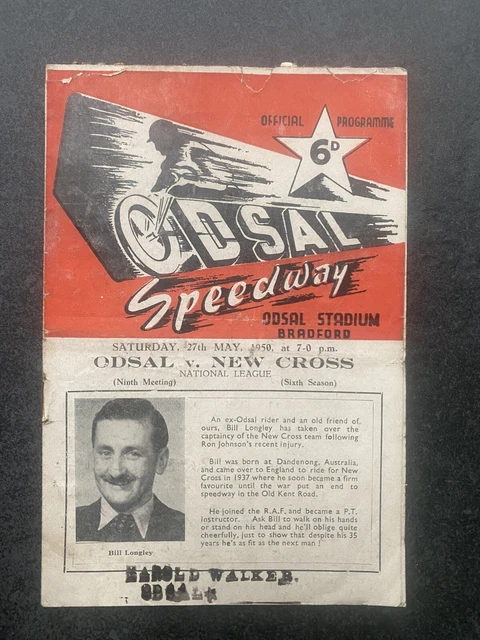 BRADFORD V NEW Cross 1950 Speedway Programme Ofsal Stadium England £0. ...