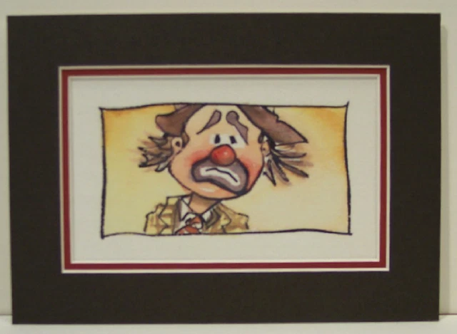 SAD TRAMP CLOWNS von Bill Crowley limitierte Giclée Aquarelle 3 - 5" x ...
