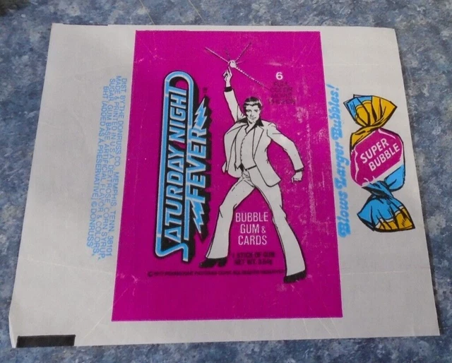 SATURDAY NIGHT FEVER wax pack wrapper 1977 Donruss Super Bubble AD $12. ...