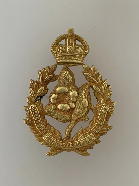 BRITISH ARMY WORCESTERSHIRE Hussars Metal Cap Badge BRASS WWI MODEL £4. ...