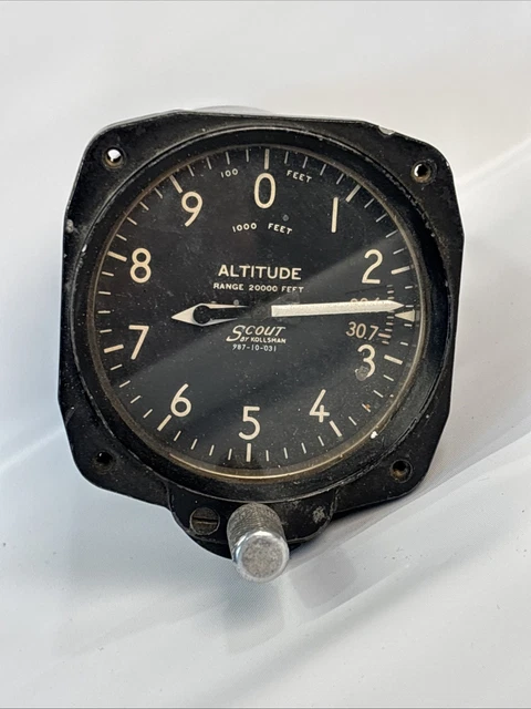 VINTAGE KOLLSMAN SCOUT Altimeter Airplane Altitude Indicator Gauge ...