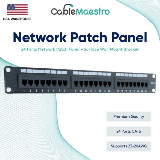 PATCH PANEL UTP 24 Port CAT6 RJ45 110 Network Surface Wall Mount ...