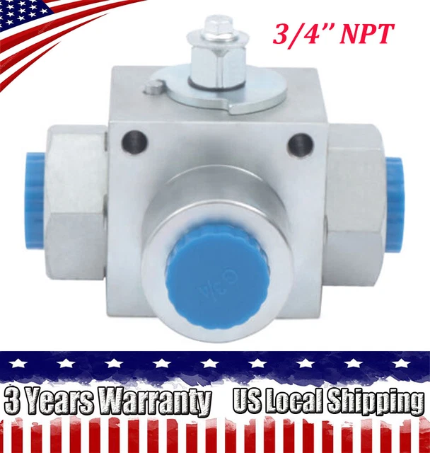 HYDRAULIC 3-WAY BALL Valve 3/4 NPT Female Hydraulic Valve 5800PSI KHB3K ...