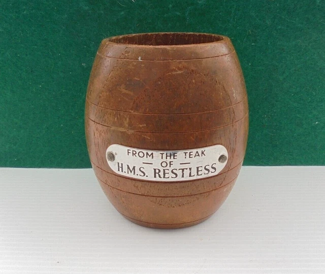 WW1 TRENCH ART The Teak Of H.M.S. Restless R.N. R-class Destroyer Teak ...