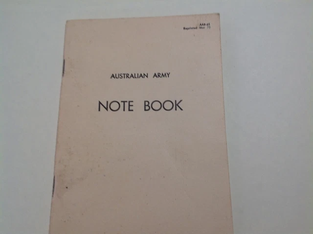 VIETNAM ERA - AUSTRALIAN ARMY ISSUE Note Book AAB65 Mar 73 $3.99 ...