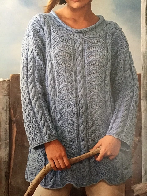 WENDY KNITTING PATTERN 4169 Lady’s Lace & Cable Tunic Sweater Aran 34/ ...
