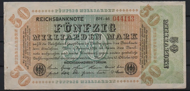 [31590] - REICHSBANKNOTE 50 MILLIARDEN Mark, 10.10.1923, Grabowski DEU ...