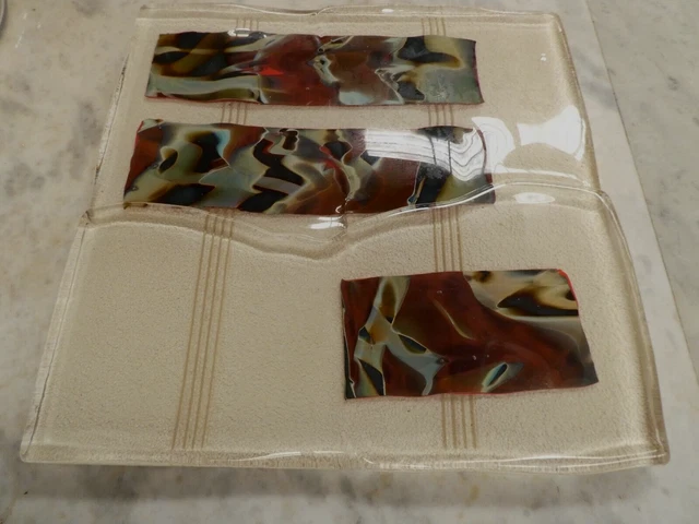 ART GLASS CASED Abstract Vintage Studio Heavy Glass Slab Tray Plate EUR ...