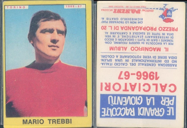 FIGURINA CALCIATORI PANINI A-1966/67* Torino ,Mario Trebbi * Nuova EUR ...