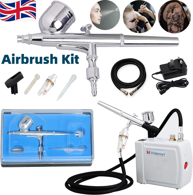 MINI AIRBRUSH & Compressor Kit Dual Action Spray Gun Model Paint Tattoo ...