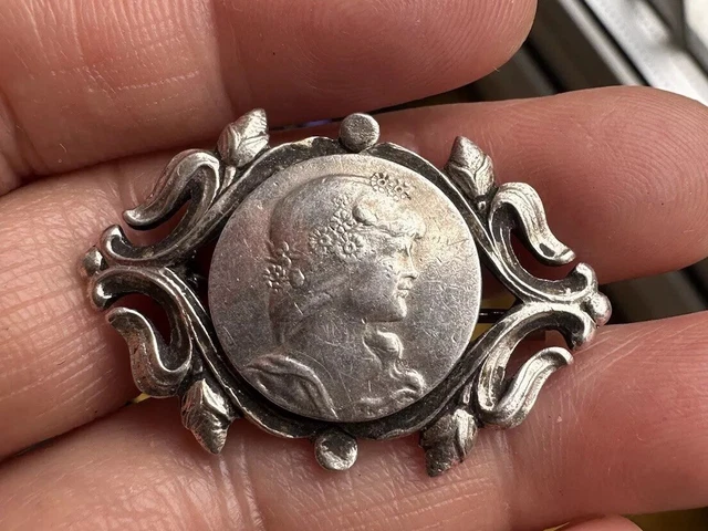 ART NOUVEAU TESTED Silver Lady Portrait Silver Brooch £10.49 - PicClick UK
