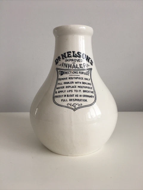 VINTAGE DR NELSONS Improved Steam Inhaler White Ceramic Pot Chemist ...