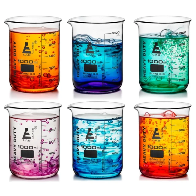 6PK HEAVY DUTY Beaker, 1000ml - 5mm Thick, Uniform Walls - Superior Durabilit... $163.72 ...