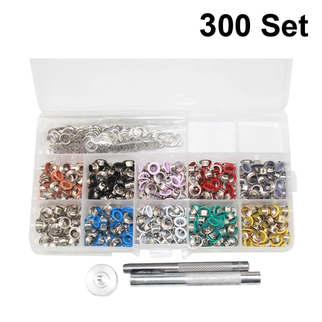 300 SET MINI Eyelet Grommet Setter Tool Eyelets and Punch for Fabric ...