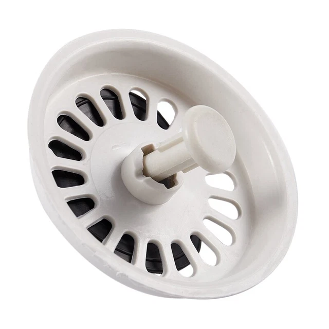 FOOD WASTE STOPPER Spin Lock Sink Drain Strainer 3.1" Dia White Black ...