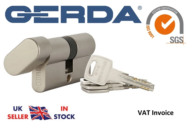GERDA HIGH QUALITY Euro Profile Cylinder Door Lock Barrel 5 Keys EVO ...