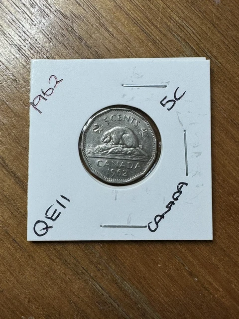 🐛1962 CANADIAN 5-CENT Beaver Coin 🐛12 Sided Dodecagonal Queen Elizabeth ...