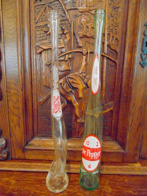 BIG VINTAGE STRETCHED Glass PINT 1960s 1970s PEPSI & DR PEPPER Soda Pop ...