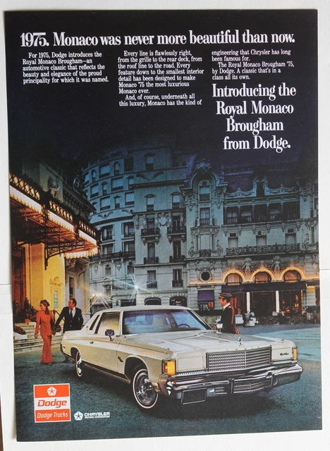 DODGE ROYAL MONACO Brougham 1975 Magazine Print Ads 11 x 8 $9.97 ...