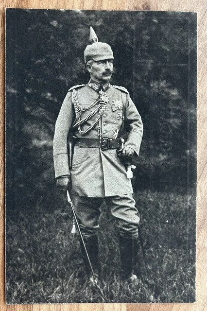 WW1 GERMAN POSTCARD. The Kaiser In Military Outfit & Pickelhaube. Red ...