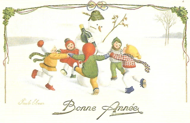 CP LES ENFANTS Font La Ronde Autour Du Bonhomme De Neige Par Paul Ebner ...