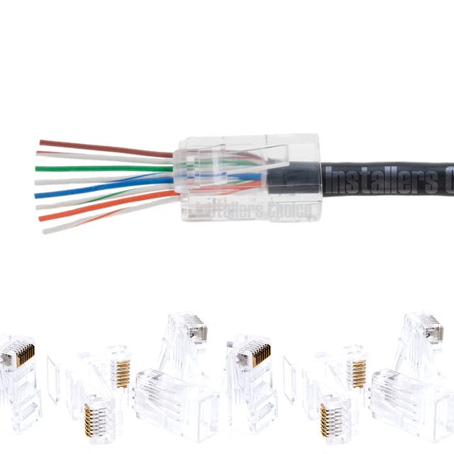 10 PACK CAT6 RJ45 Network Modular Plug UTP Cable Connector End Pass ...
