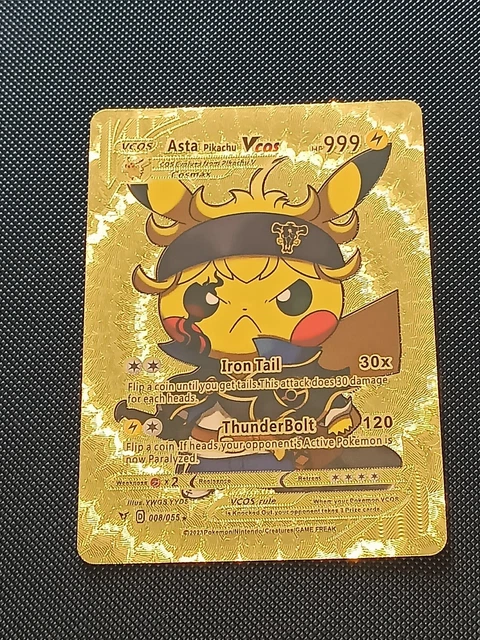 ASTA BLACK CLOVER Pikachu Pokemon Cosplay Carte Card New Holo Prism ...