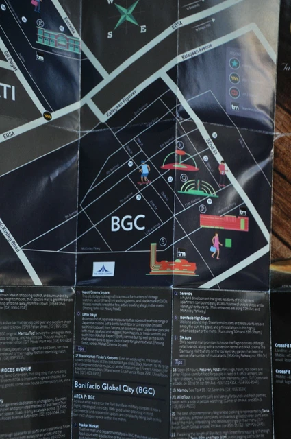 PHILIPPINES FILIPINAS MAKATI BGC Map Bonifacio Global City Foldout ...