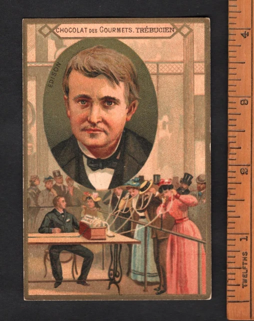 THOMAS EDISON INVENTOR Rare French Trade Card Circa 1900 Electricity ...