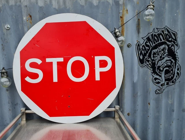 LARGE 60CM METAL Stop Go Sign Retro Man Cave Lollipop Roadworks Art Men ...