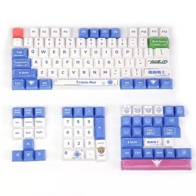 GUNDAM KEYCAPS PBT Anime Key caps Set For 84/87/104/108 Keys Cherry MX ...