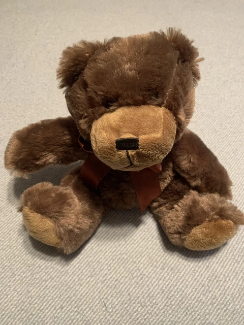 NAPCO Teddy Bear Plush Stuffed Animal Toy Satin Brown Bow Seated 8 www ...