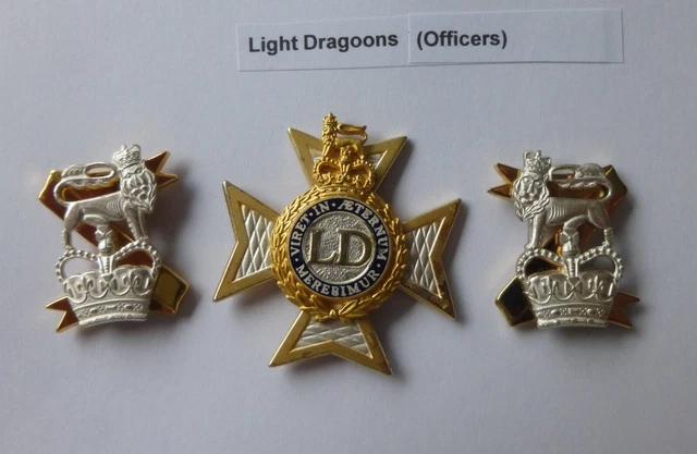 BRITISH ARMY OFFICERS' Cap Badge & Collar Badges - The Light Dragoons £ ...