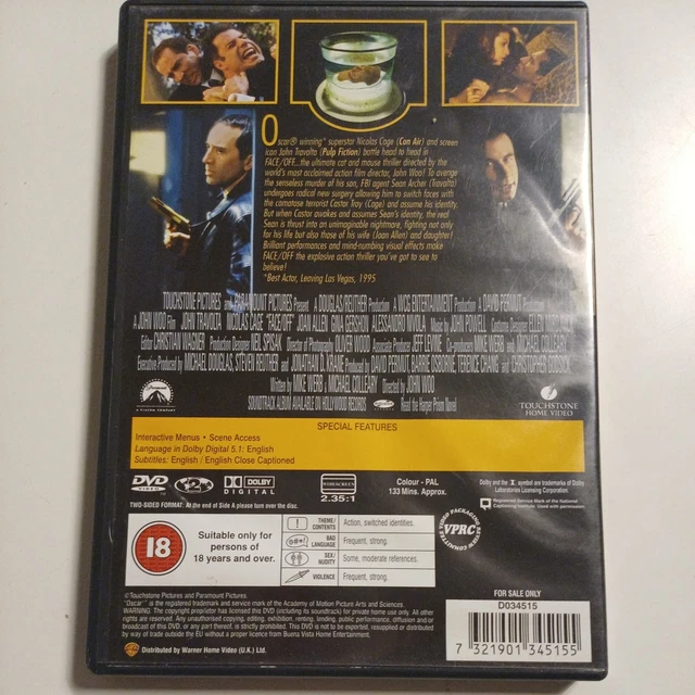 FACE OFF (DVD, 2001) John Travolta & Nicolas Cage (238) £1.16 - PicClick UK