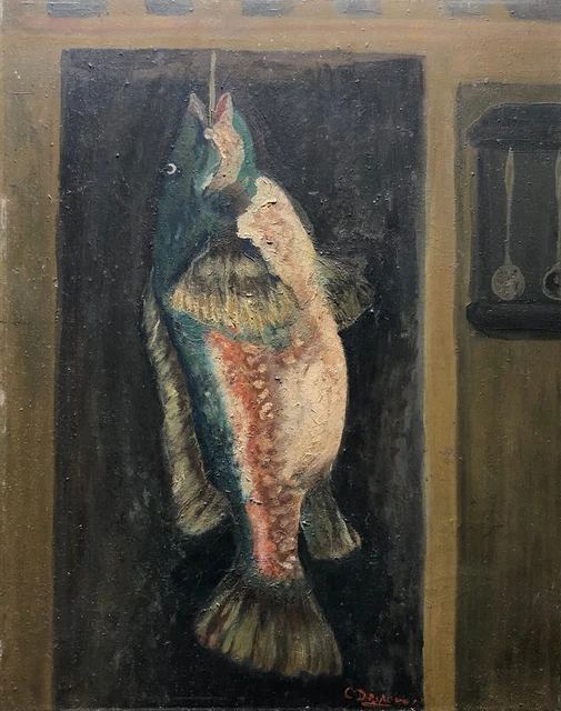 TABLEAU ANCIEN SIGNÉ, Nature Morte Au Poisson, Huile Sur Panneau, Peinture, XXe EUR 100,00 ...