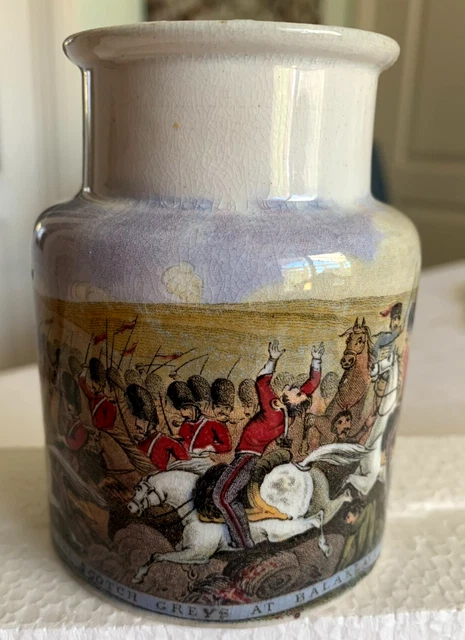 POT LID PRATTWARE Jar Crimea War Charge Of The Scots Greys At Balaklava ...