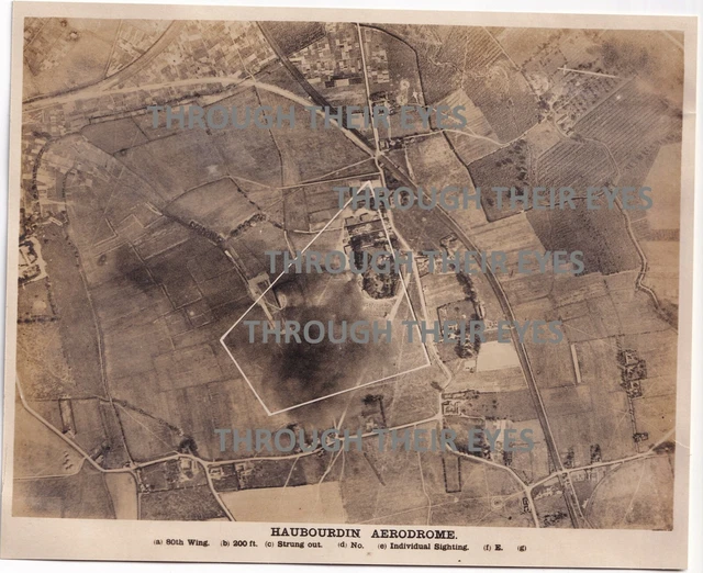 ORIGINAL WW1 RAF Aerial photo Haubourdin Aerodrome France 1918 103 SQD ...