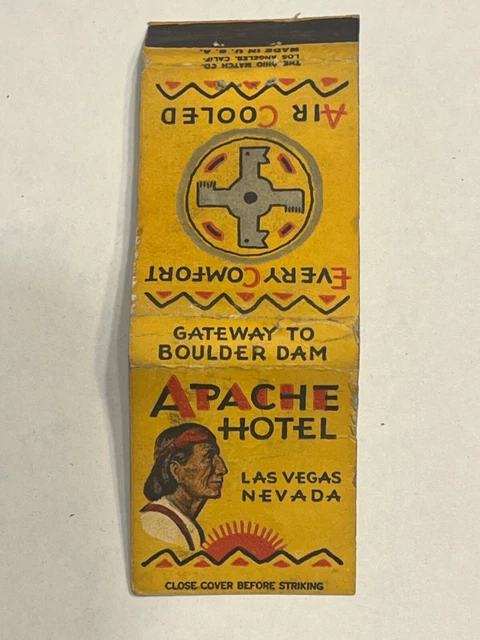 Apache Hotel Indian Pictorial Matchcover Las Vegas Nv Matchbook Nevada 945 Picclick Ca