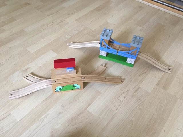 WOODEN RAILWAY LIFTING BRIDGE & St John station for wooden train sets ...