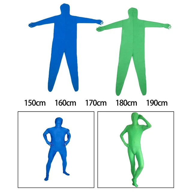 INVISIBLE CLOTHES GREEN Screen Bodysuit Disappearing Full Body Greenman ...