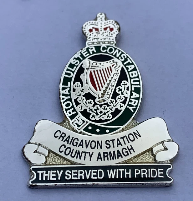 RARE CRAIGAVON RUC CO. ARMAGH STATION RUC POLICE CREST psni irish pin ...
