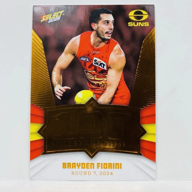 2025 SELECT AFL Footy Stars 100 Milestone Games Brayden Fiorini Gold ...